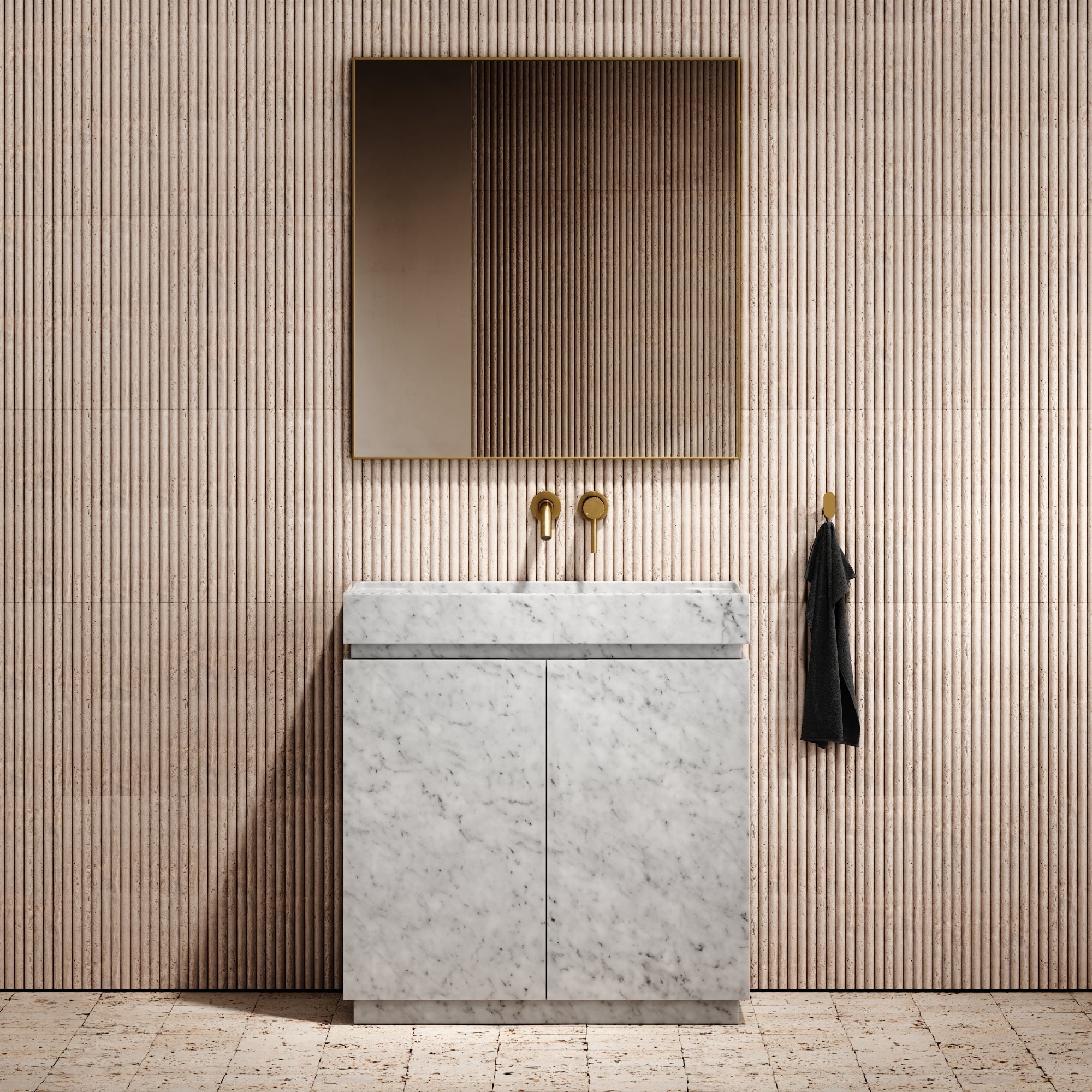 Artista Carrara Marble Bathroom Vanity Unit 800mm - LUSSO