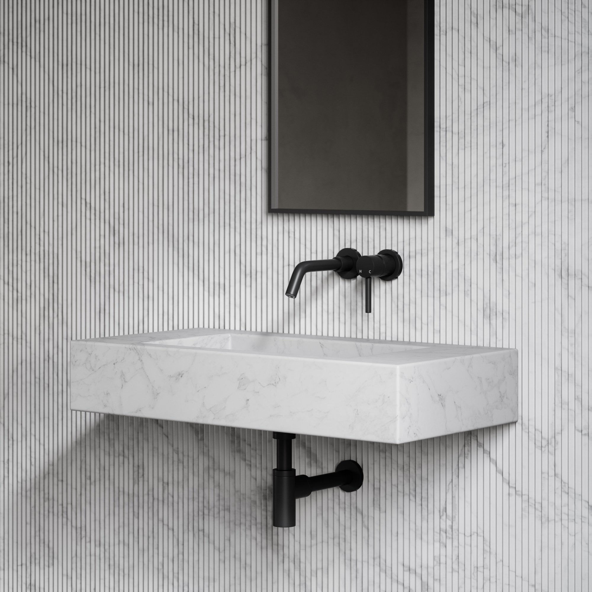 Carrara Marble Capri Wall Hung Basin 800 mm - LUSSO
