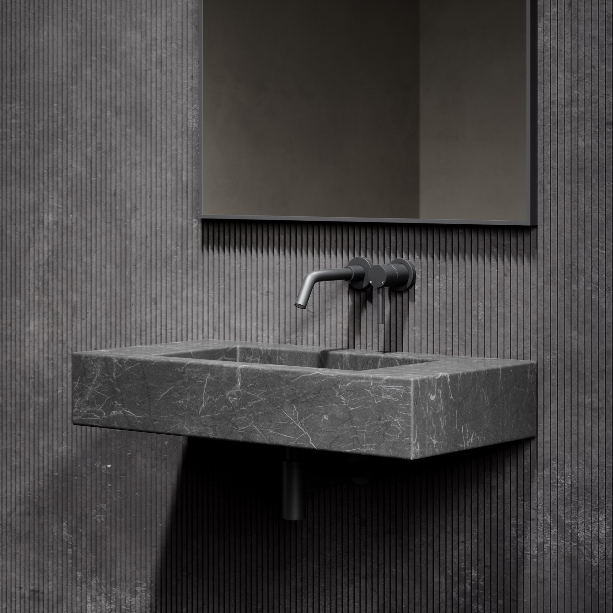 Pietra Grey Marble Capri Wall Hung Basin 800 mm - LUSSO