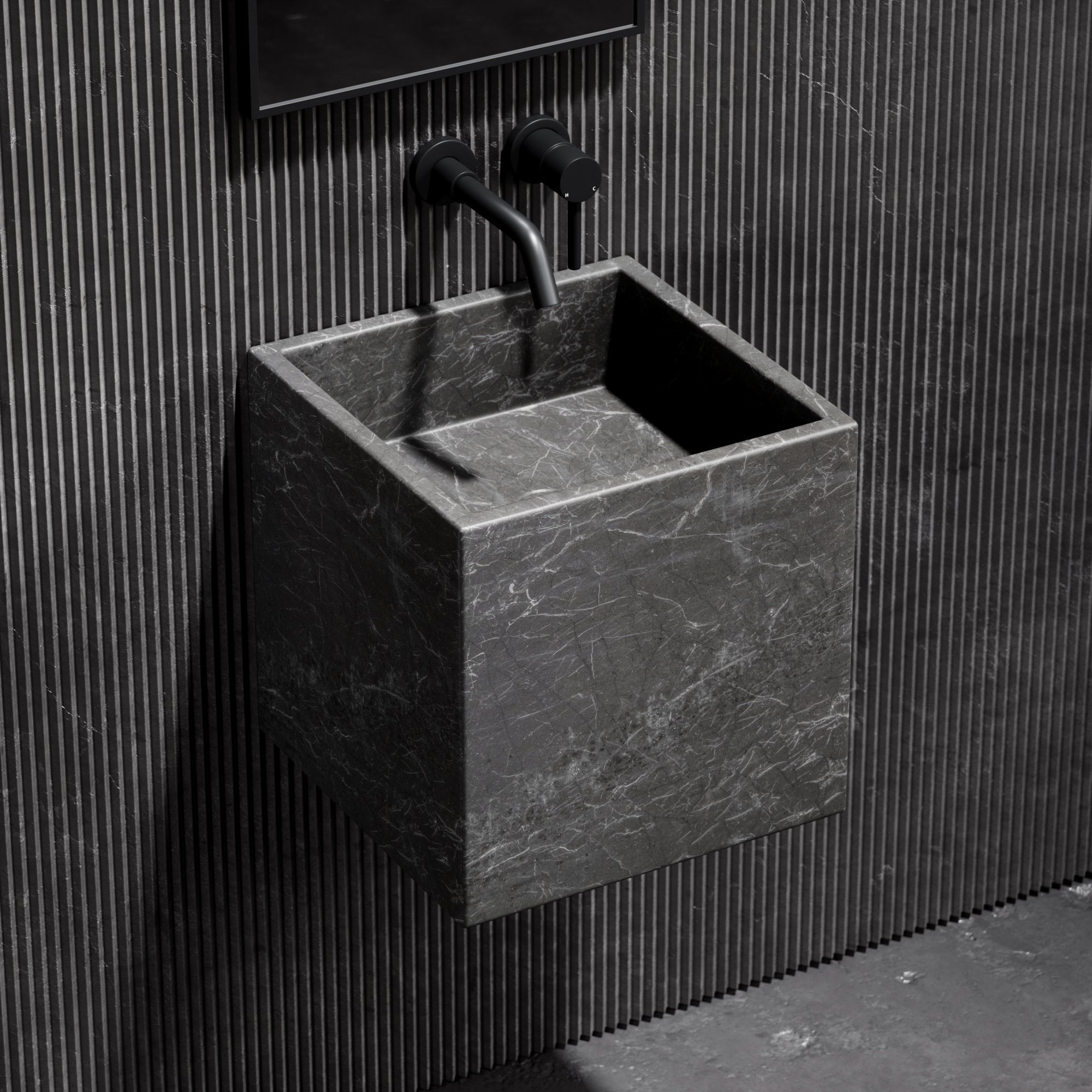 Pietra Grey Marble Cino Wall Hung Basin 400 mm - LUSSO
