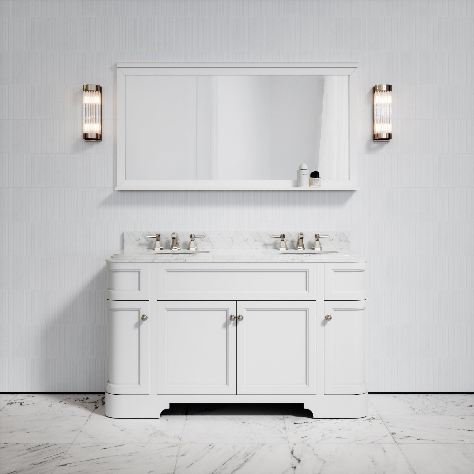 Connaught Carrara Marble Floorstanding Vanity Unit (Matte White) 1400 ...