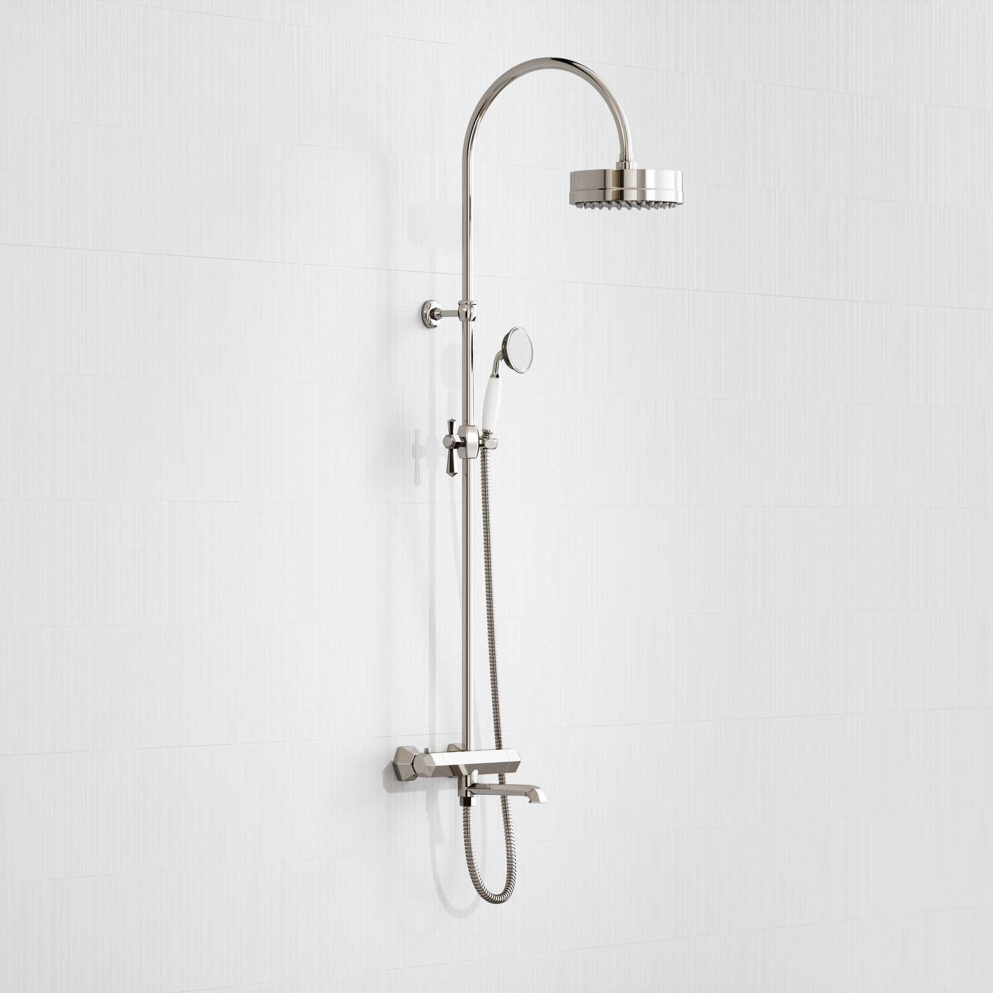 Eton Polished Nickel 3 Way Thermostatic Bath Shower System Lusso