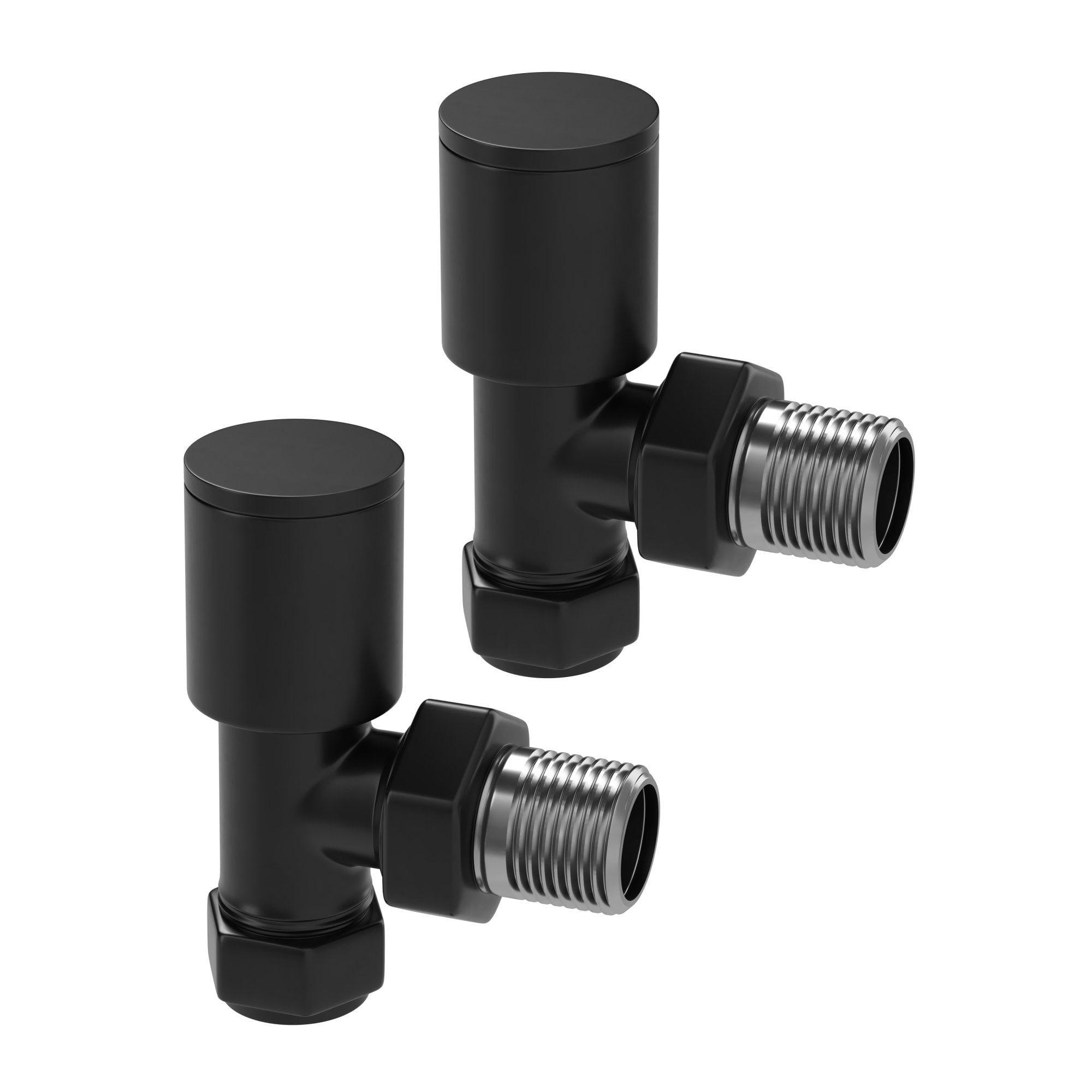 Round Angled Radiator Valves Matte Black - LUSSO