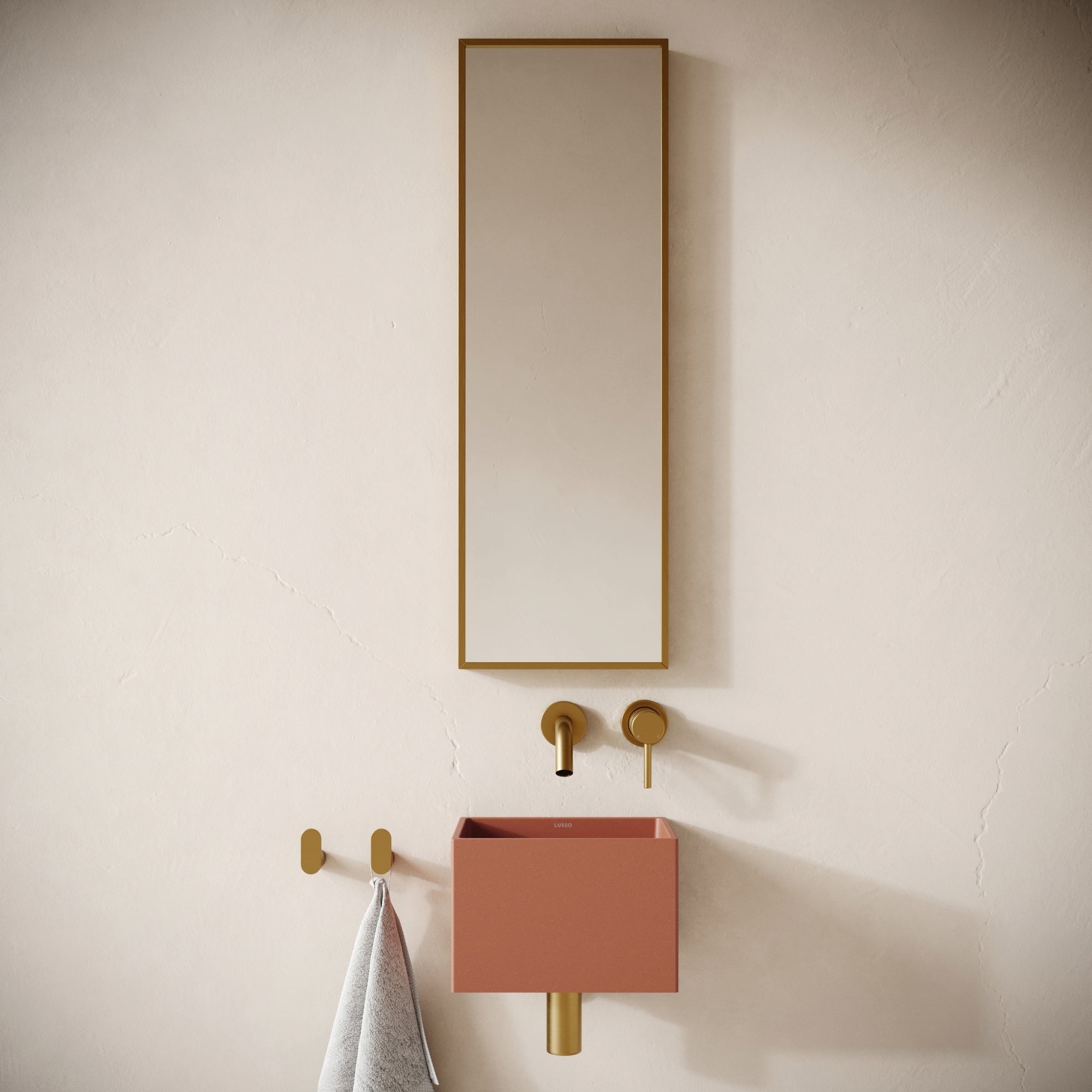 Sobrio Terracotta Concrete Wall Mounted Basin 300 mm