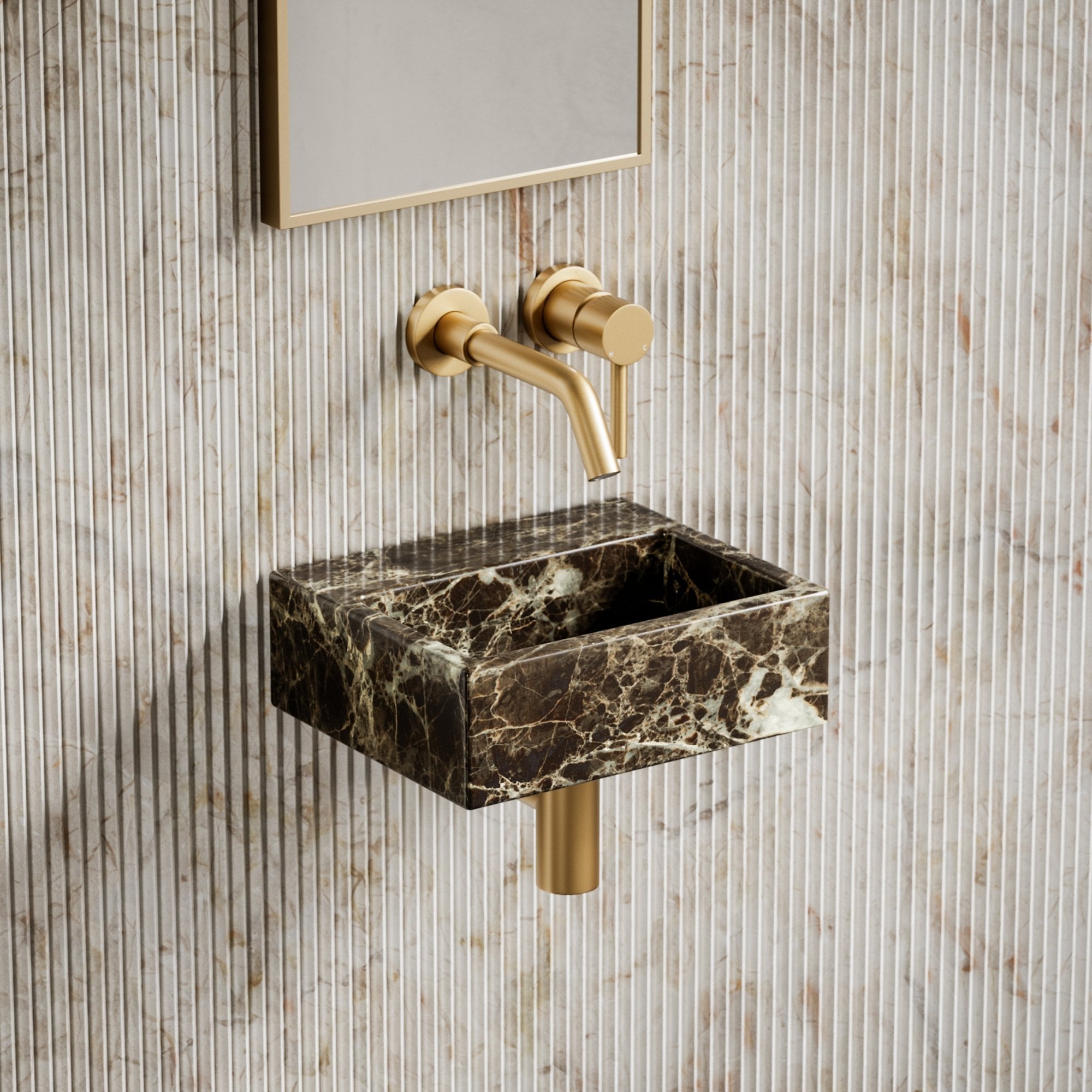 Dark Emperador Marble Vasel Wall Hung Basin 300 mm - LUSSO