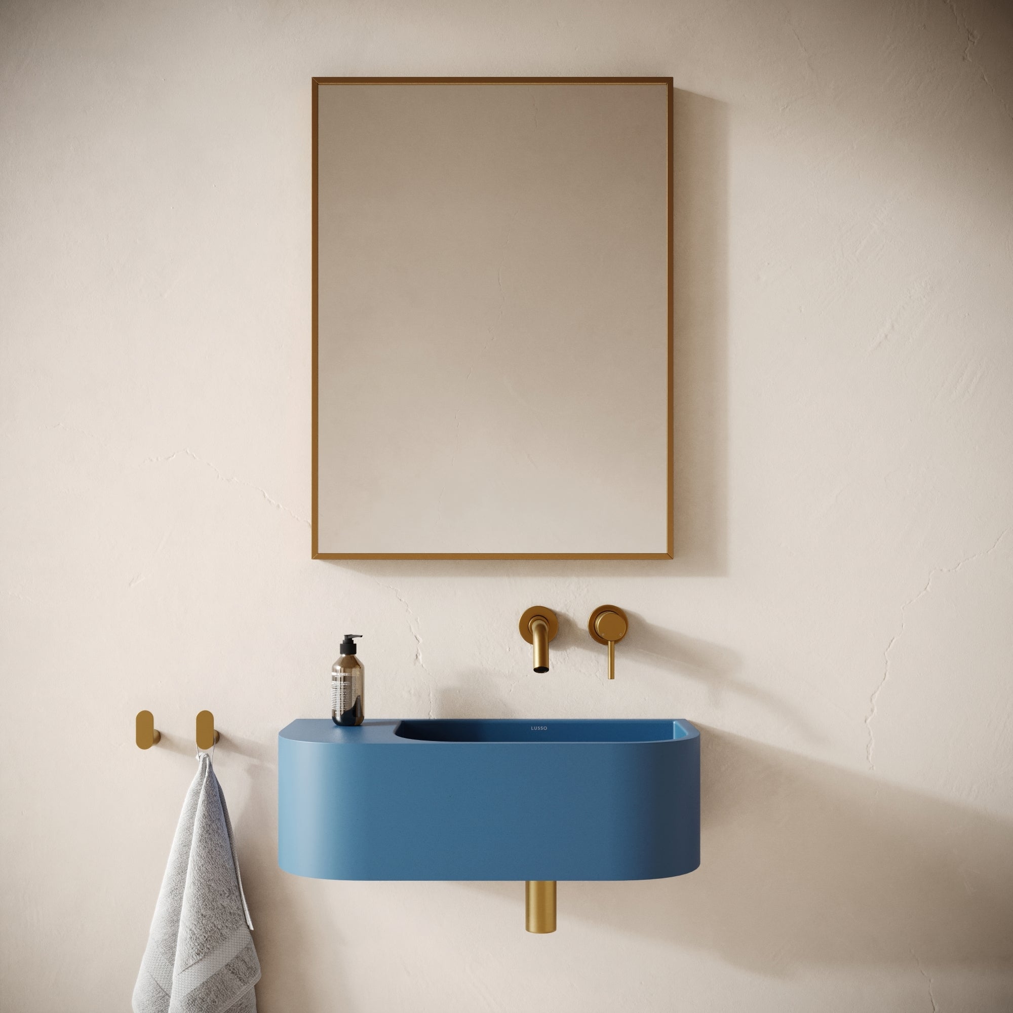 Voluto Azure Concrete Wall Mounted Basin 650 mm