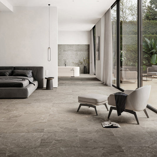 Porcelain Taupe Stone Effect Tiles - LUSSO