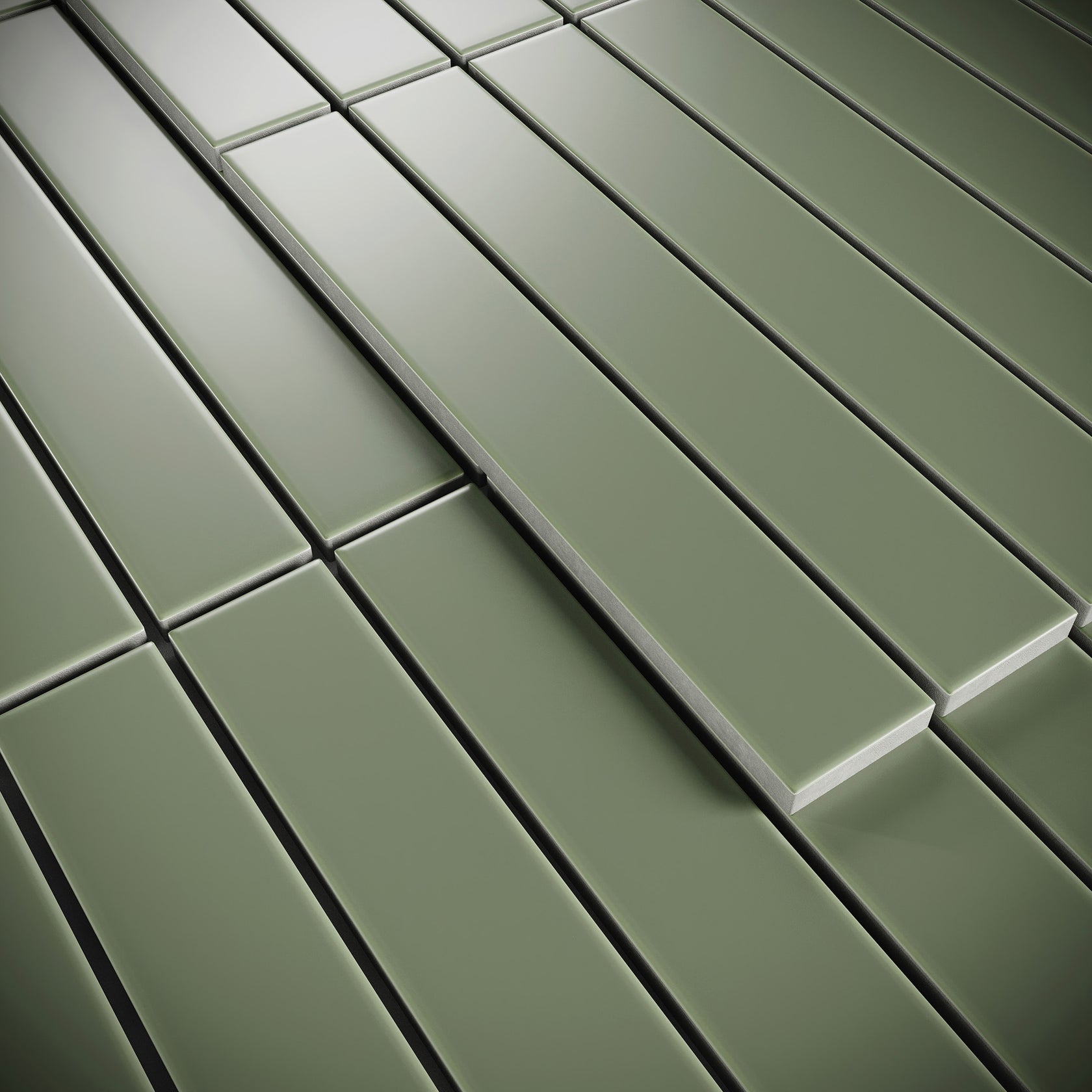 Baton Mosaic Gentle Sage Green Matte Porcelain Mosaic Tile Sample - LUSSO