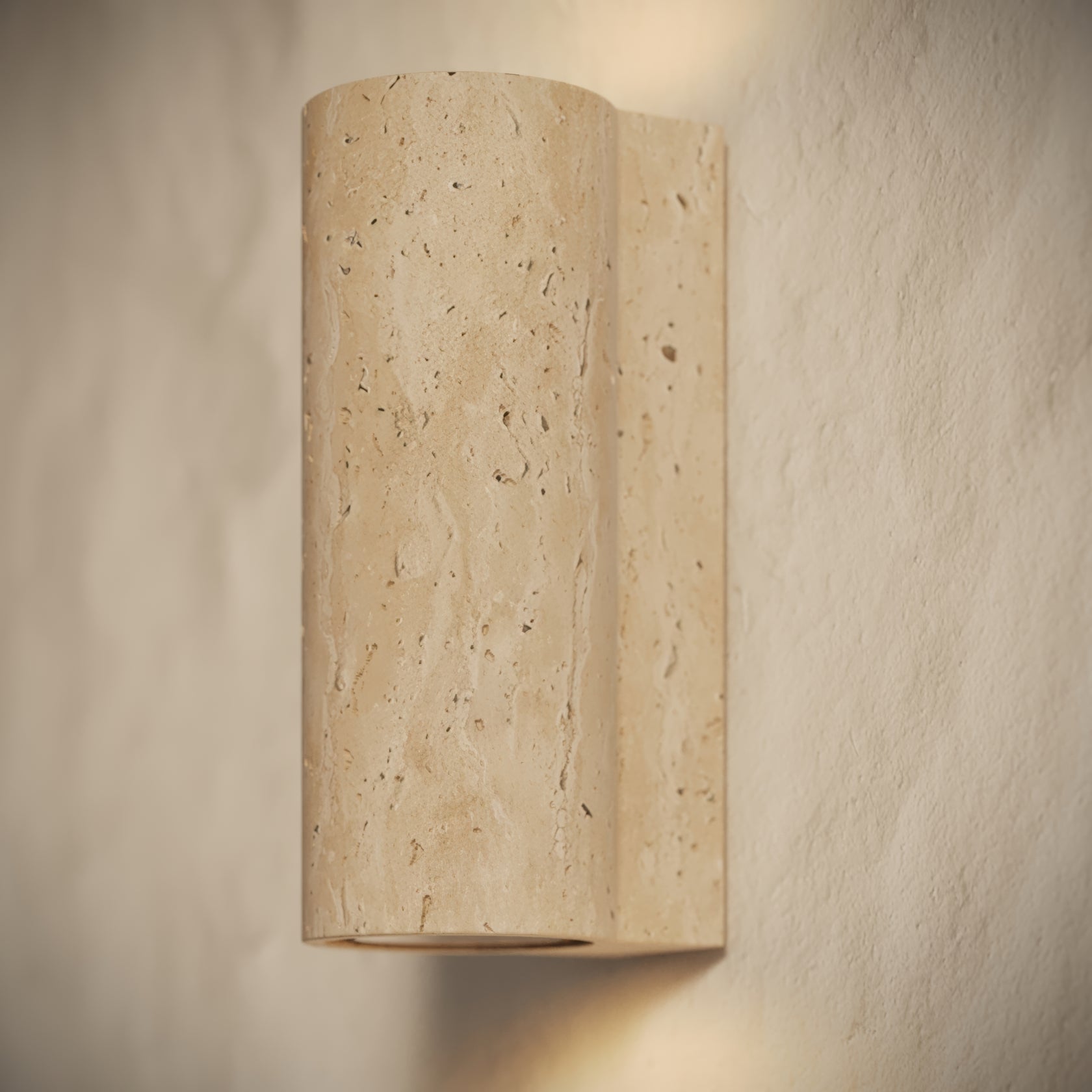Calabria Travertine IP65 Round Wall Sconce Light 290mm - LUSSO