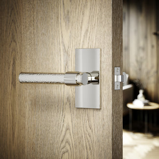 Chester Plate Nickel Hammered Lever Door Handles - LUSSO