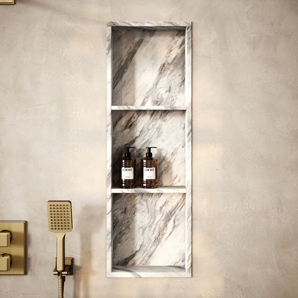 Almara Volakas Marble Bathroom Shower Niche 900mm - LUSSO