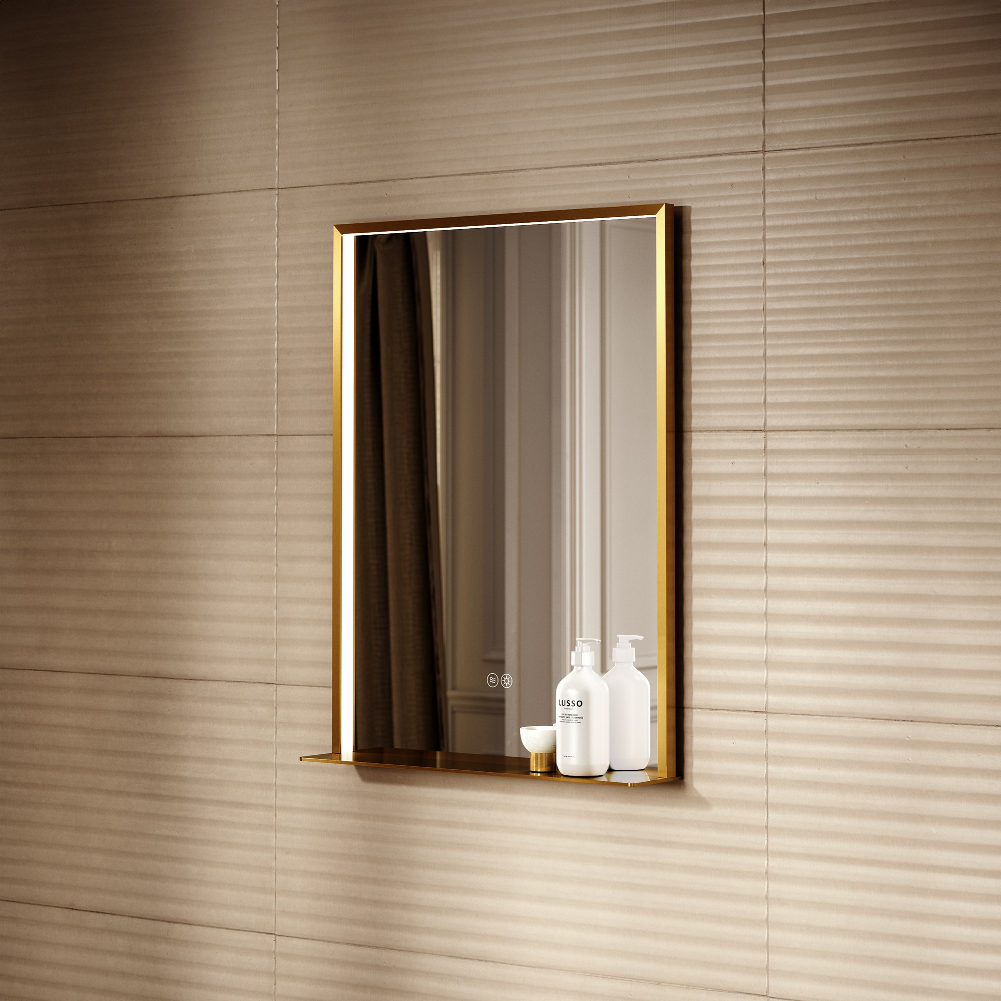 Lumiere Brushed Gold Mirror w/ Natural White LED 600mm - LUSSO