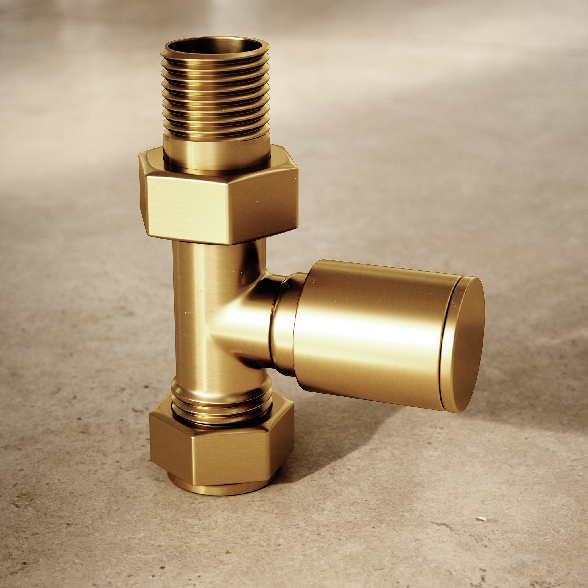 Brushed Gold Round Straight Radiator Valves - LUSSO