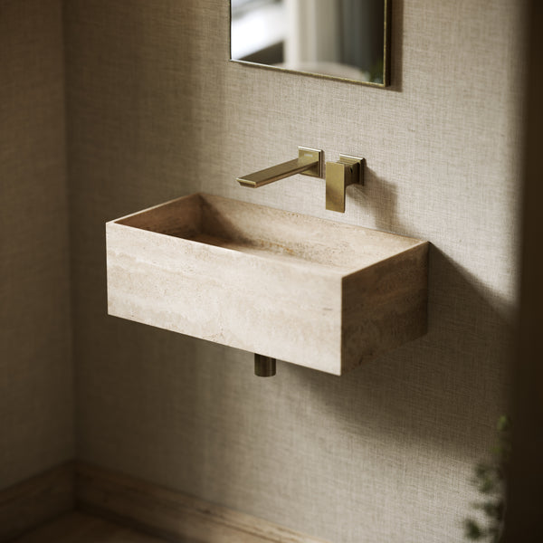Tucci Travertine 600mm Basin - Luxury Marble Sinks | LUSSO