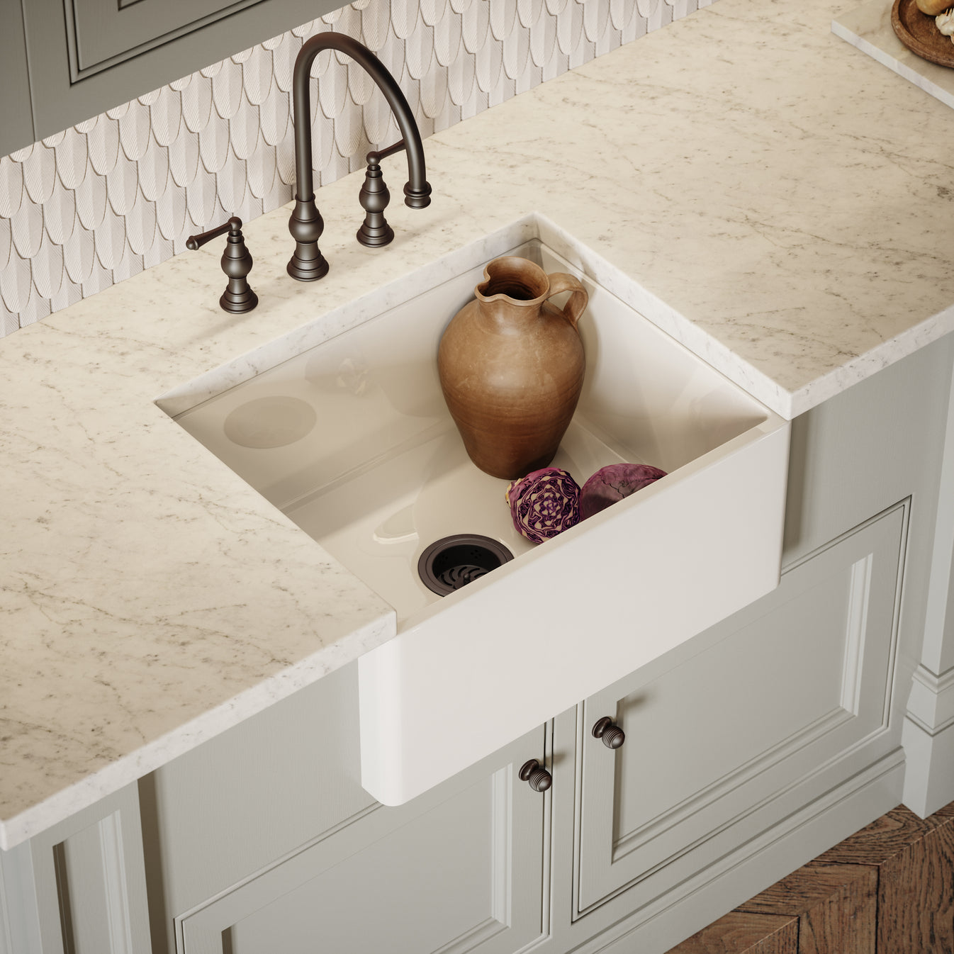 Windsor Single White Ceramic Kitchen Sink 600mm - LUSSO