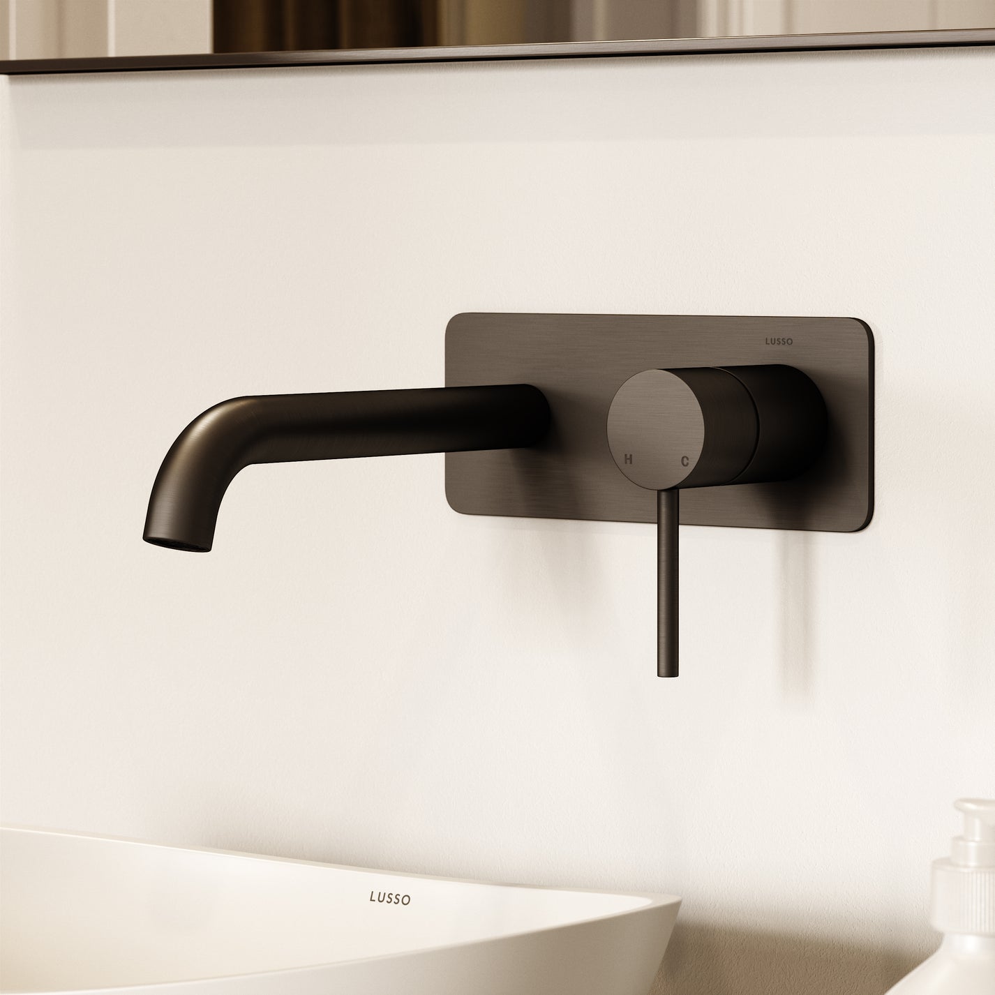 Luxe Deep Bronze Wall Mounted Basin Mixer Tap V2 - LUSSO