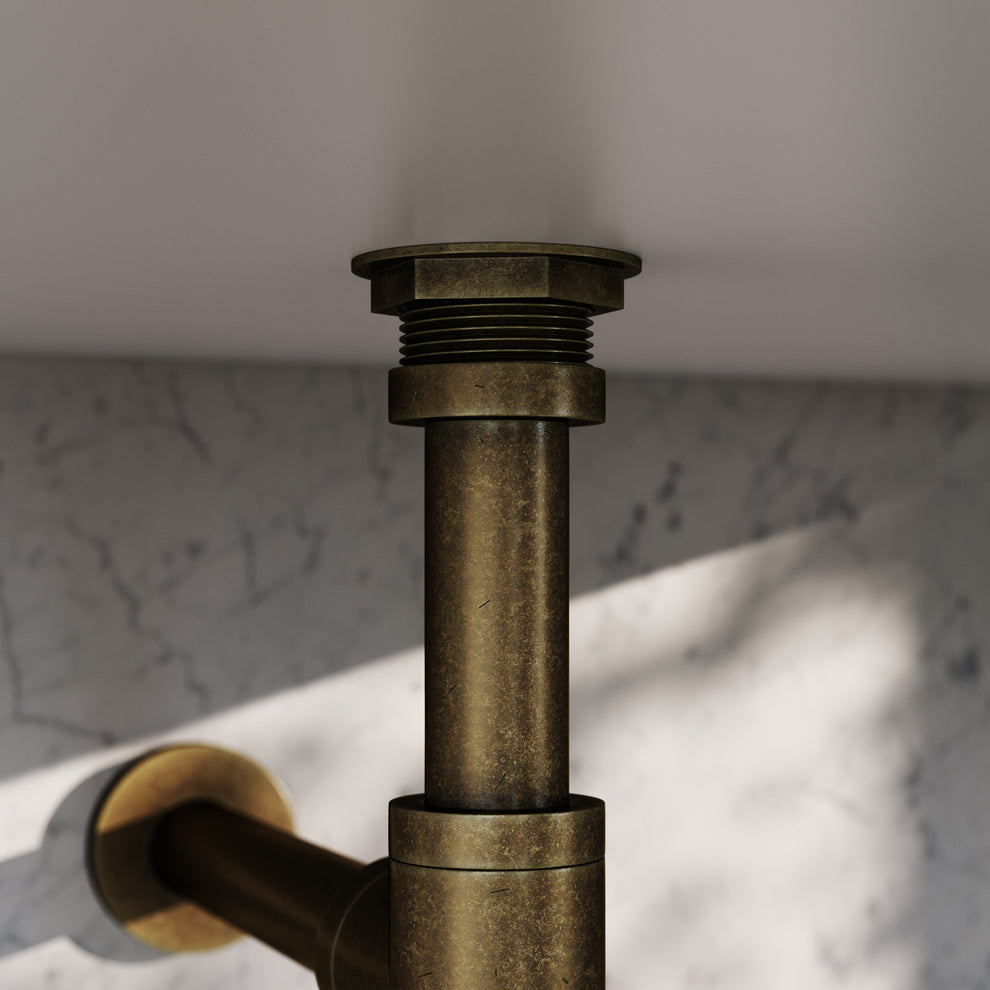 Luxe Aged Bronze Luxury Round Bathroom Bottle Trap - LUSSO