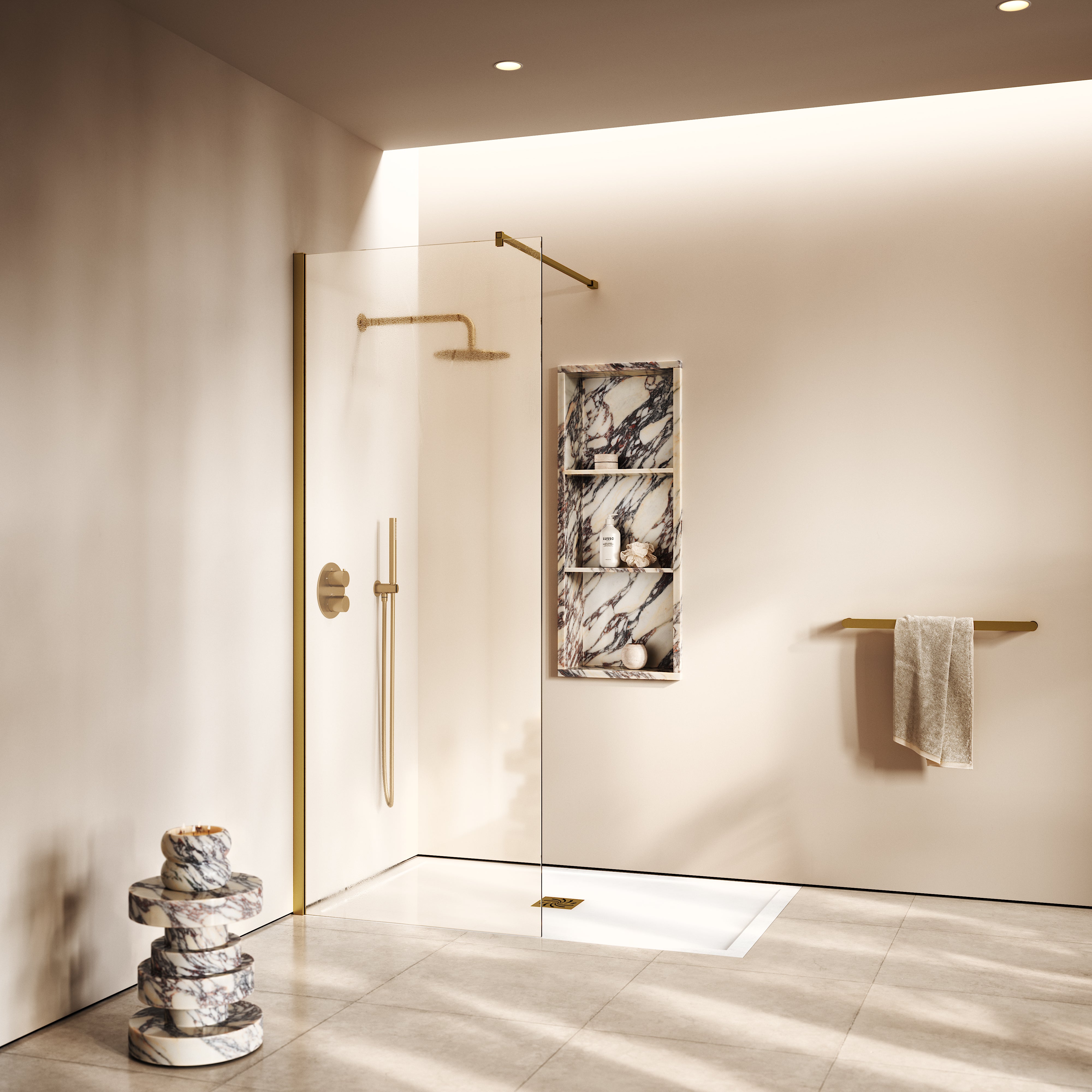 Modular Brushed Gold Shower Screen (All Sizes) - LUSSO