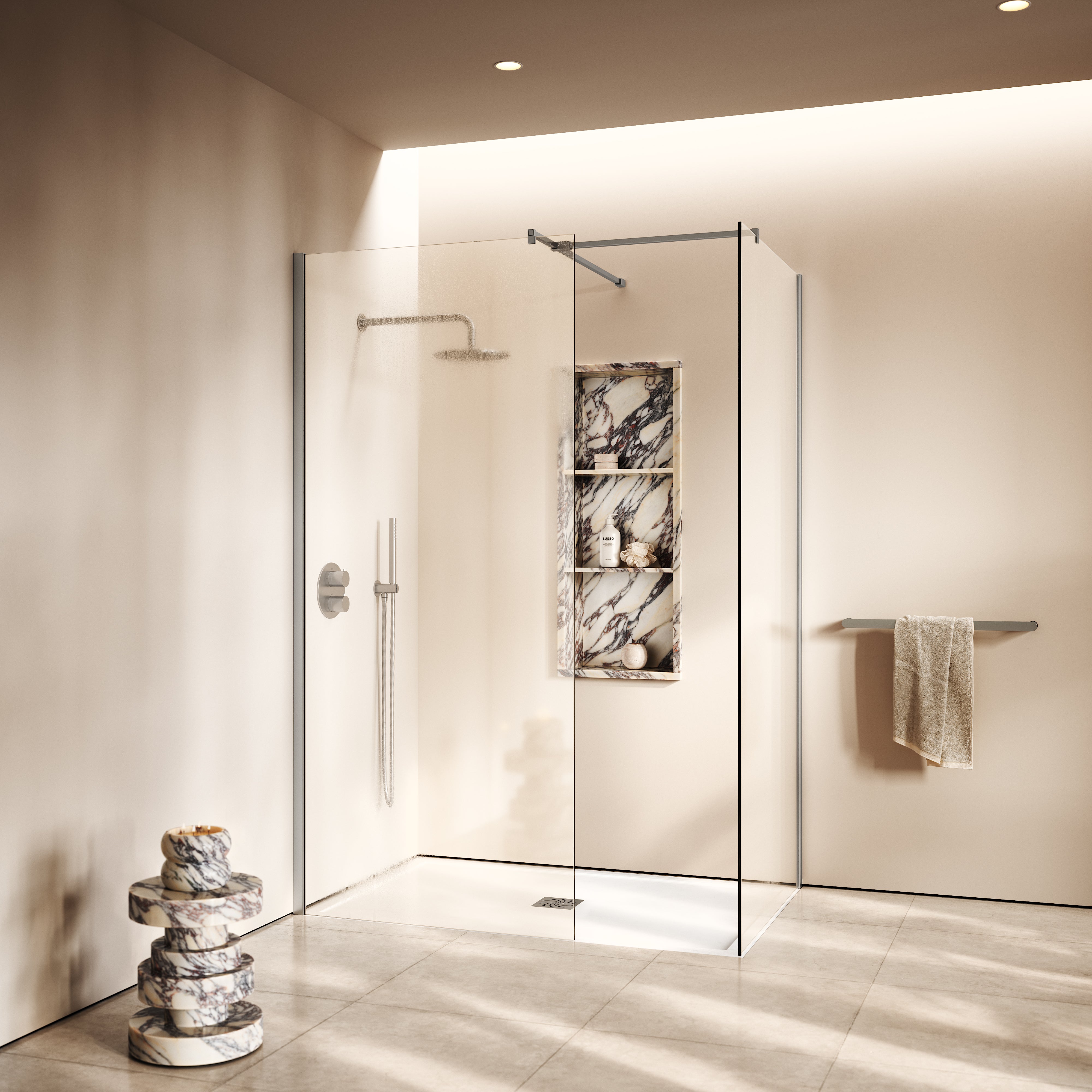Modular Brushed Stainless Shower Enclosure KIT B - LUSSO