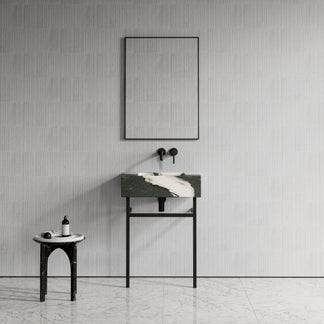 Vernante Panda Marble Matte Black Vanity Unit 600mm - LUSSO