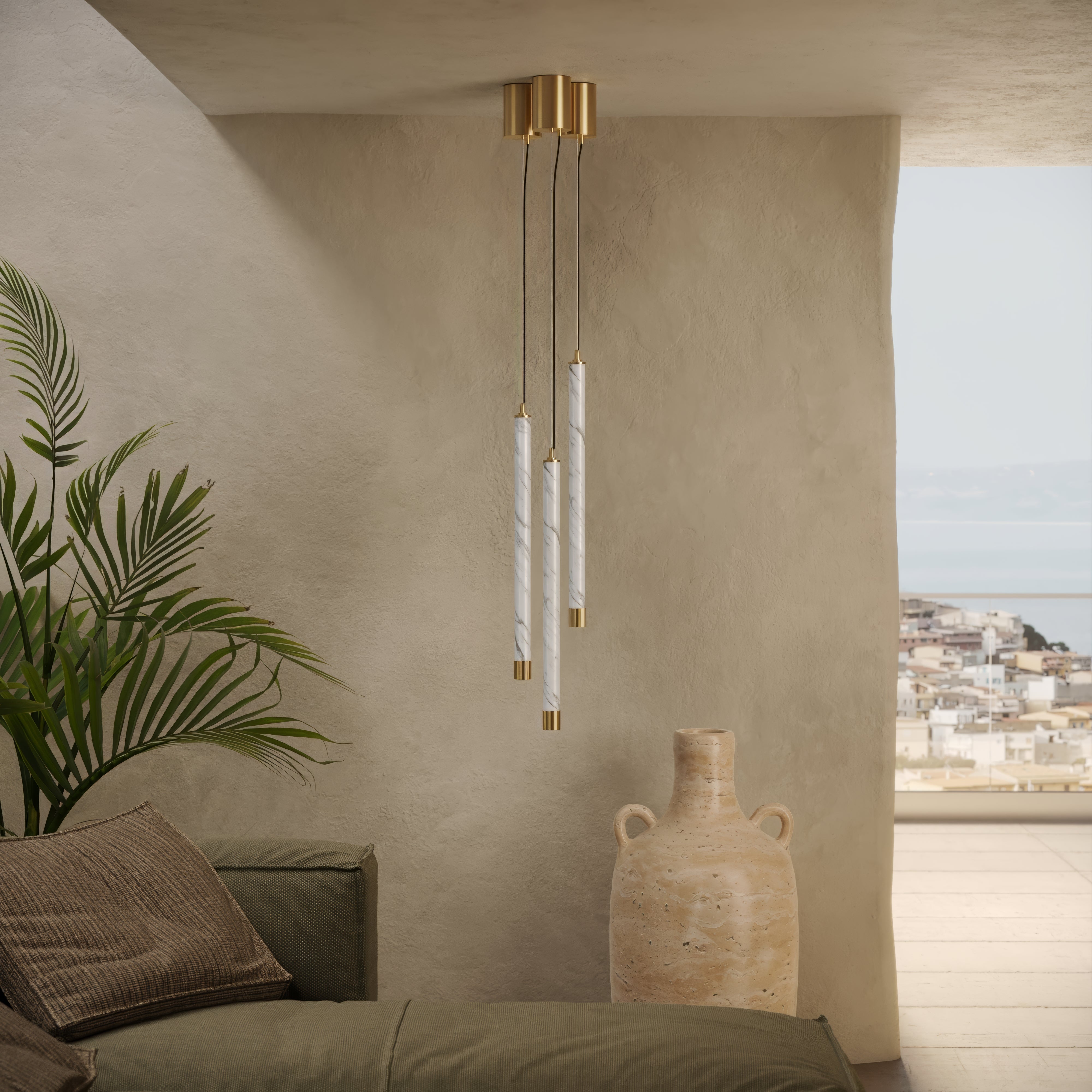 Perla Volakas & Gold IP65 Pendant Light 700mm - LUSSO