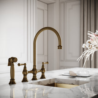 Asbury 4-hole Traditional Kitchen Tap Aged Bronze - LUSSO