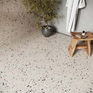 Bellazza Beige Terrazzo Porcelain Wall or Floor Tile 600 x 600mm - LUSSO