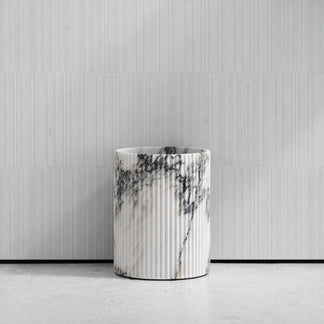 Bijoux Arabescato Fluted Marble Bin - LUSSO