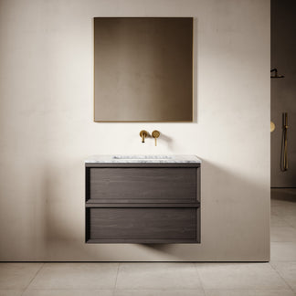 Capri Grey Oak Carrara Marble Vanity Unit 800mm - LUSSO