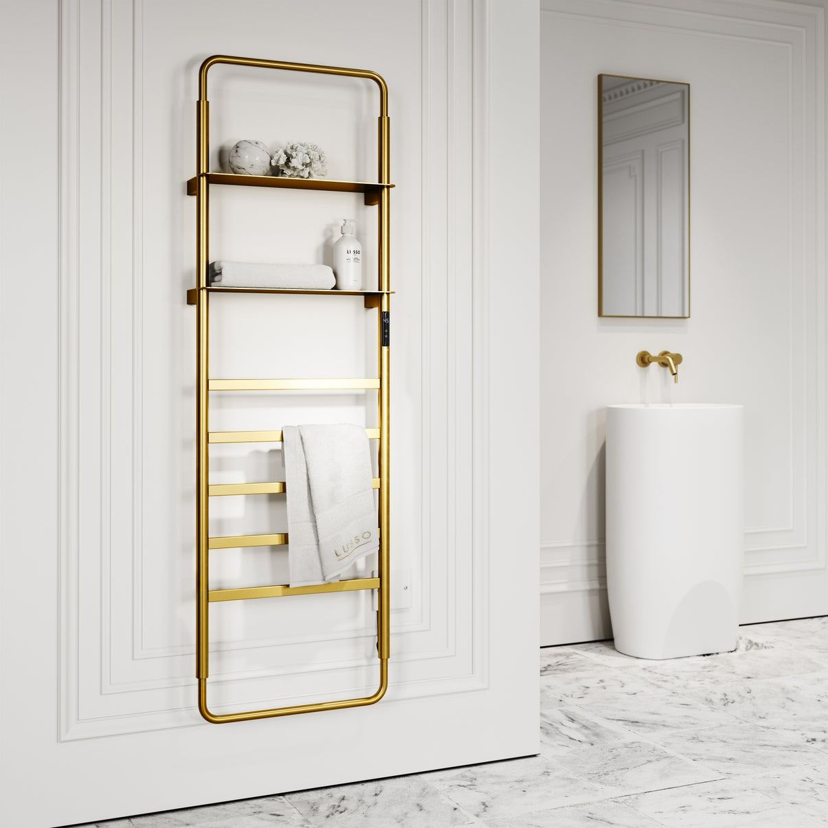 Celsius Brushed Gold Electric Heated Towel Warmer - LUSSO