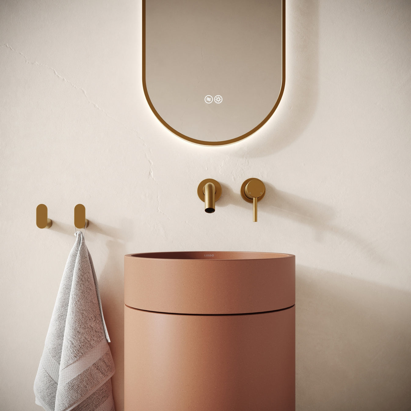 Colonna Terracotta Concrete Freestanding Basin 400mm - LUSSO
