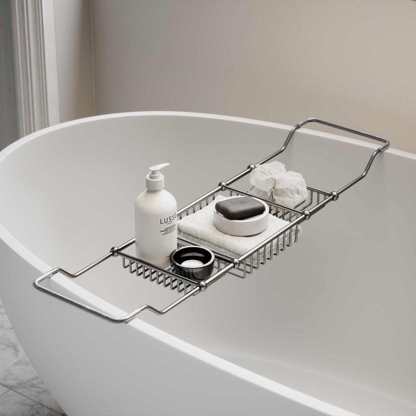 Decor Brushed Stainless Bath Caddy Rack (830-930mm) - LUSSO