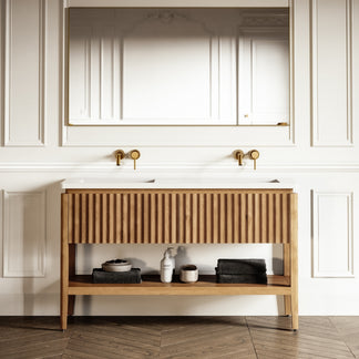 Eclat Oak Wood Grain Wall Hung Vanity Unit 1400mm - LUSSO