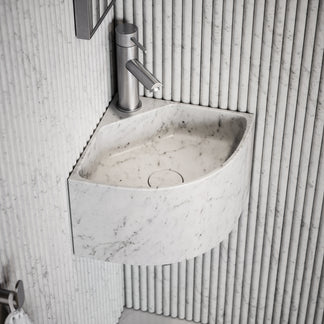 Elegant Carrara Marble Micro Corner Basin 300mm - LUSSO