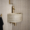 Elegant Travertine Stone Micro Corner Basin 300mm - LUSSO
