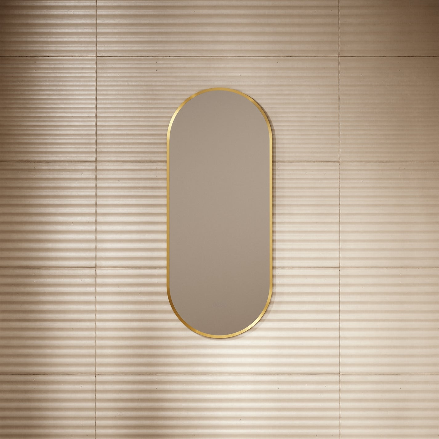Glamora Brushed Gold LED Mirror w/ Demister 380mm - LUSSO