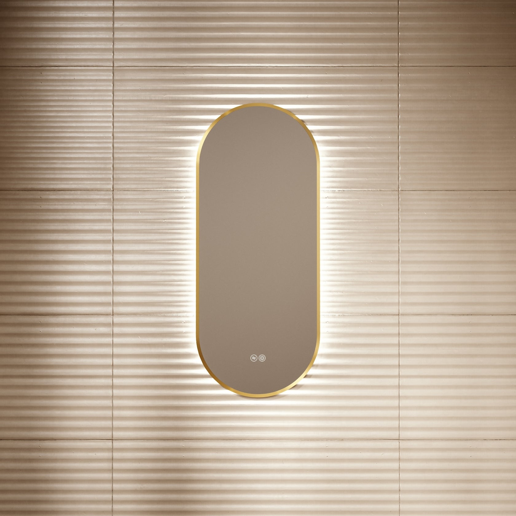 Glamora Brushed Gold LED Mirror w/ Demister 380mm - LUSSO
