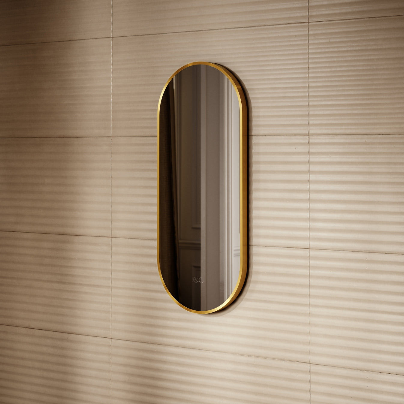 Glamora Brushed Gold LED Mirror w/ Demister 380mm - LUSSO