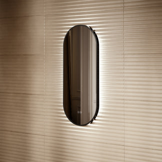 Glamora Matte Black LED Mirror w/ Demister 380mm - LUSSO