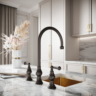 Grantley 3-Hole Traditional Kitchen Tap Deep Bronze - LUSSO
