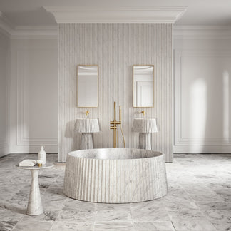 Lamp Carrara Marble Freestanding Bath 1350mm - LUSSO
