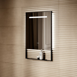 Levante Matte Black LED Mirror w/ Demister 600mm - LUSSO