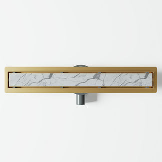 Linear Brushed Gold Tileable Wetroom Waste Kit - LUSSO