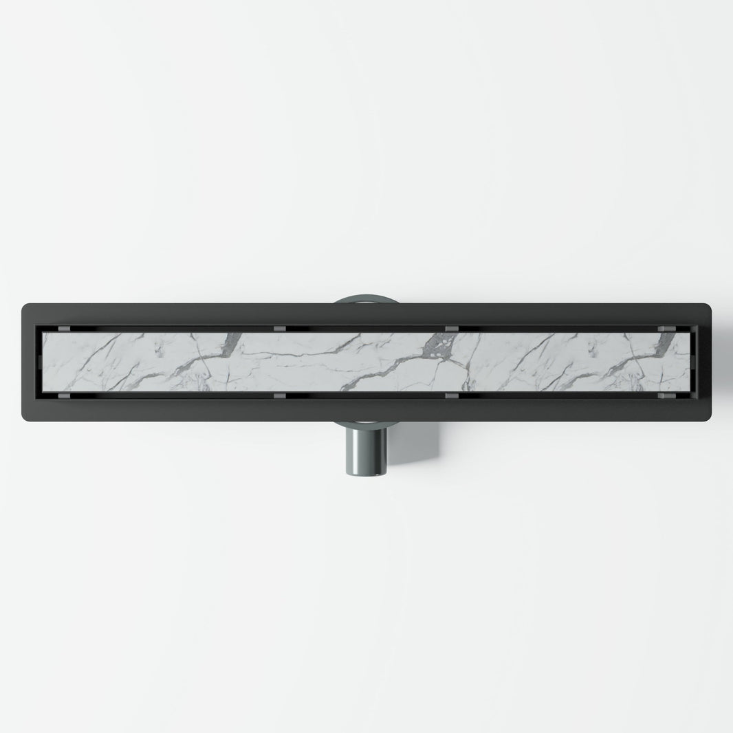 Infinity Stone Shower Tray & Waste Matte Black - LUSSO