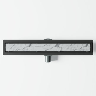 Linear Matte Black Tileable Wetroom Waste Kit - LUSSO