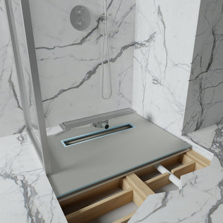 Linear Wet Room Shower Tray Kit/Stainless Waste - LUSSO