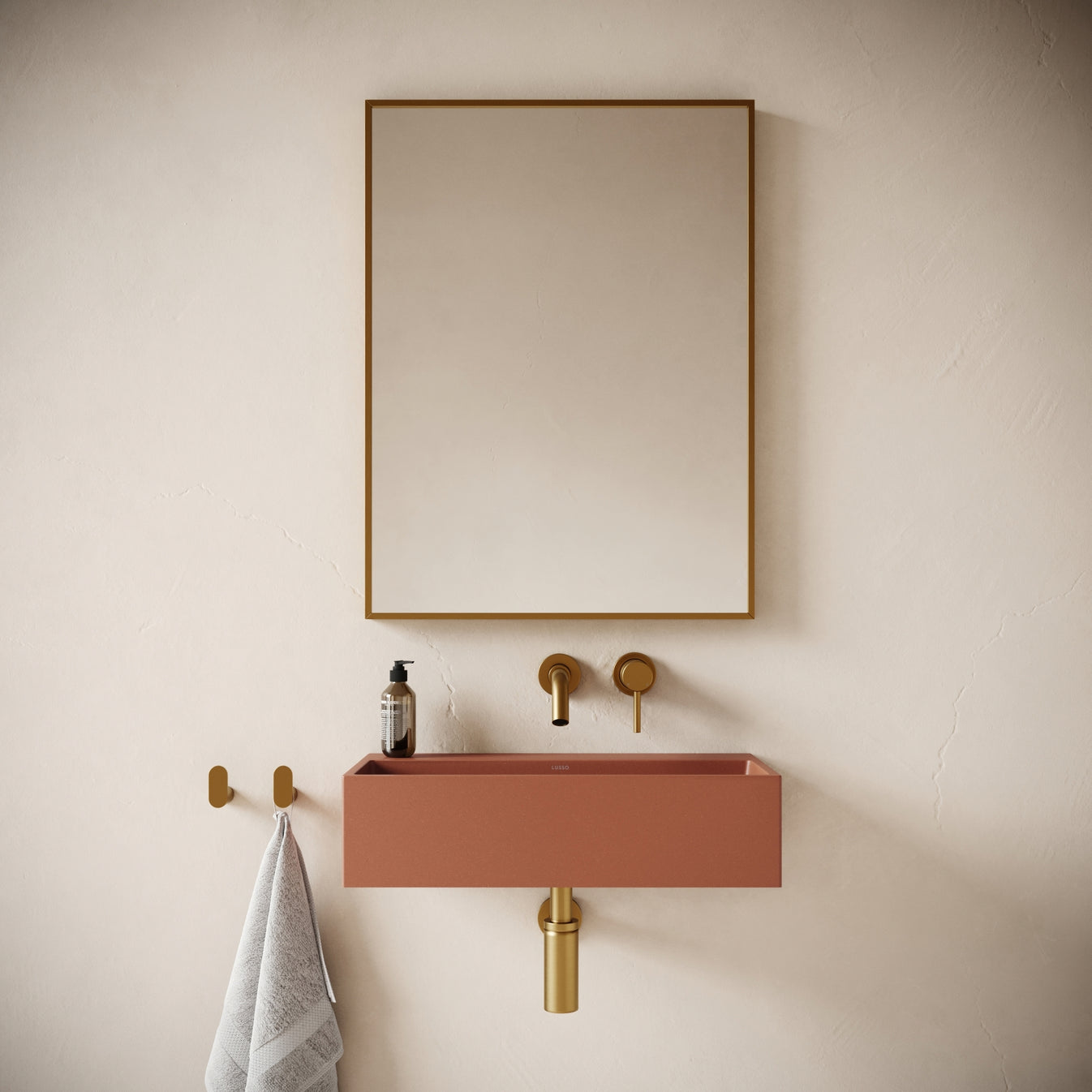 Lineare Terracotta Concrete Wall Hung Basin 600mm - LUSSO