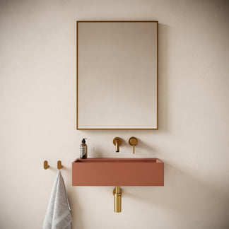 Lineare Terracotta Concrete Wall Hung Basin 600mm - LUSSO