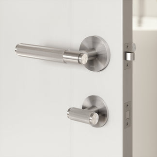 Luxe Knurled Stainless WC Handle Latch/Hinge Set - LUSSO