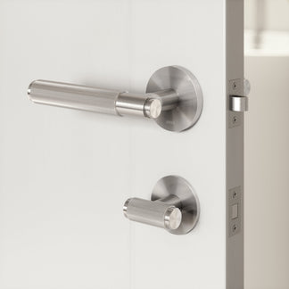 Luxe Knurled Brushed Stainless WC Thumbturn w/ Latch - LUSSO